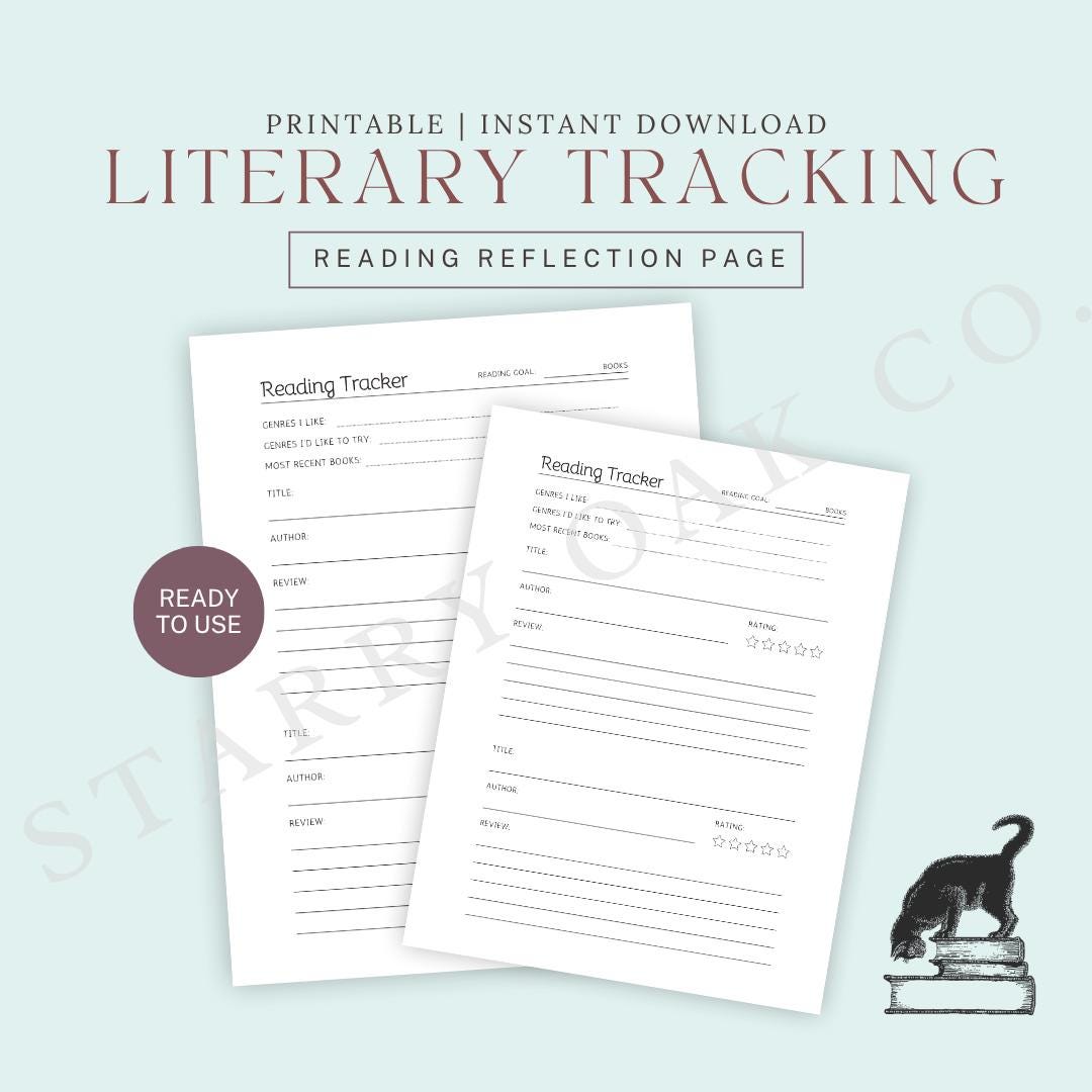Book Review Tracker Printable: Literary Journal Page (digital Download ...