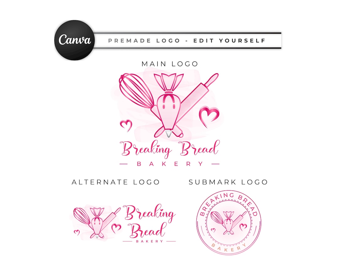 Bakery Logo Template: Editable Baker, Baking, Cake & Pastry Branding ...
