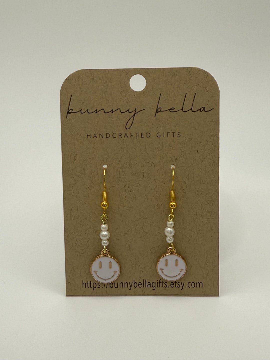 Smiley Face Dangle Earrings in White - Etsy
