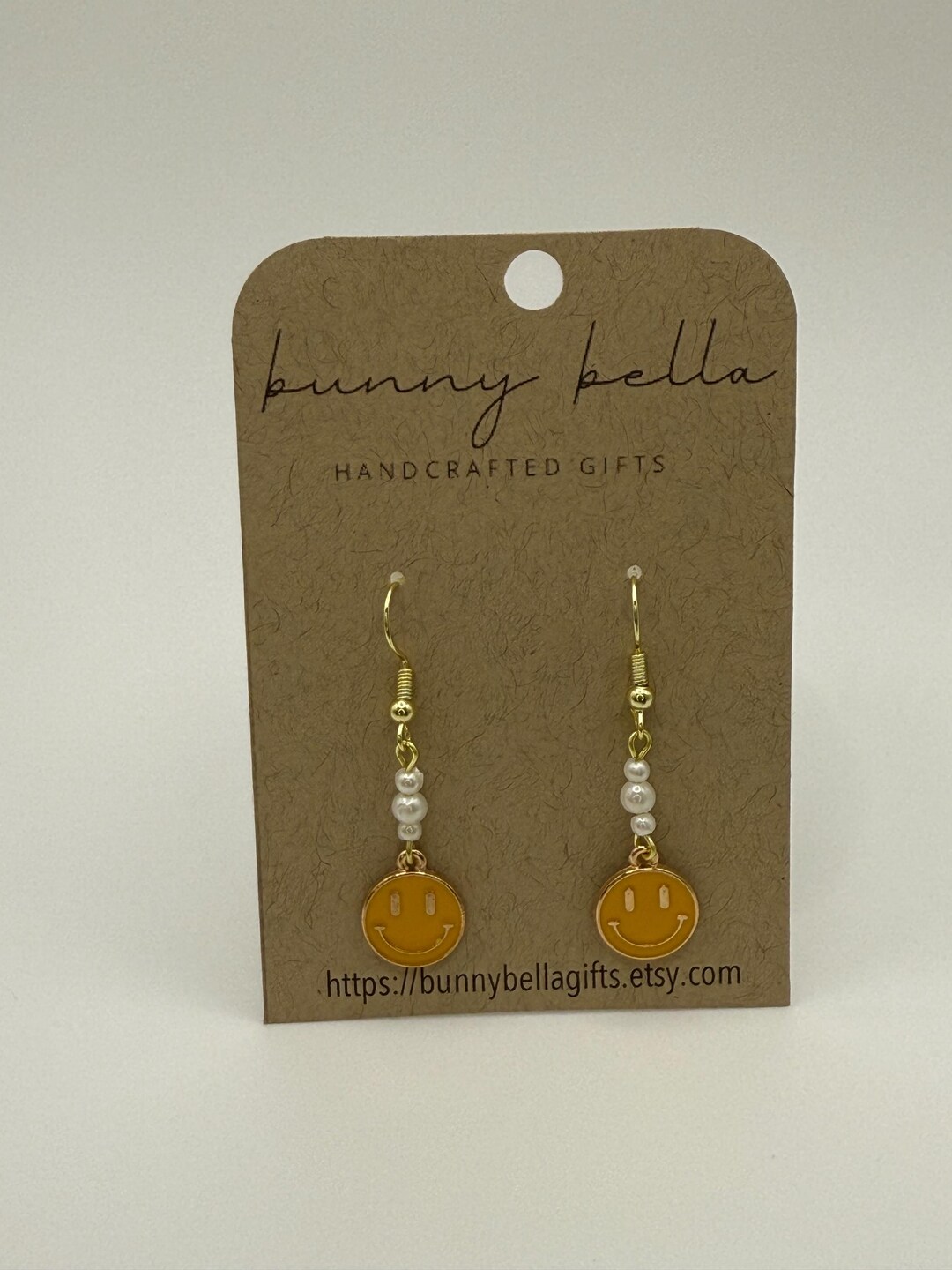 Smiley Face Dangle Earrings in Yellow - Etsy