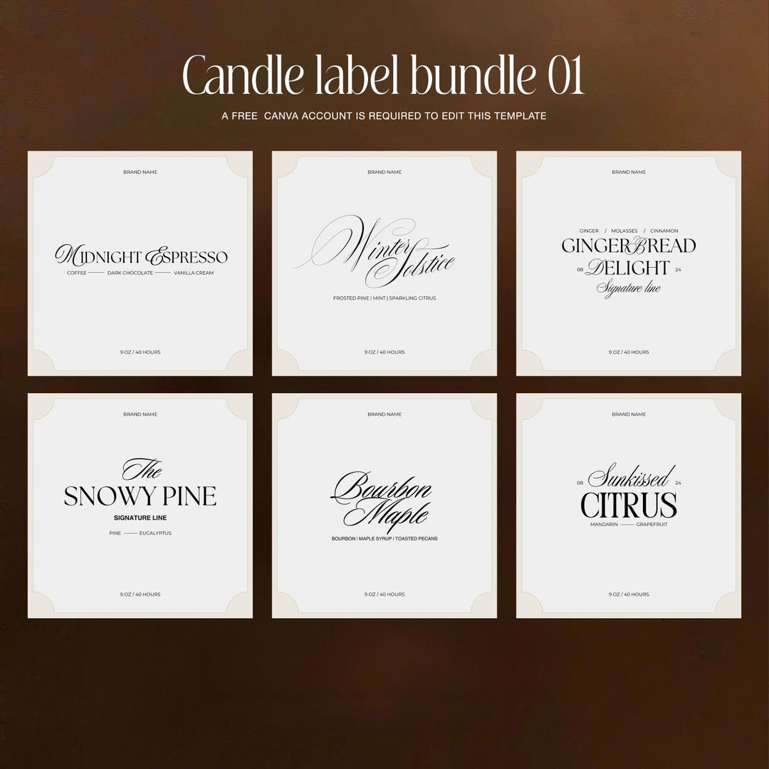 Editable Candle Label Bundle, Customable Candle Labels, Canva Label ...