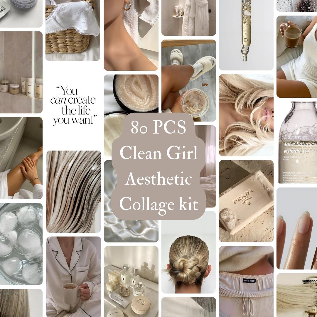 80 PCS Clean Girl Aesthetic Collage Kit Minimalist Wall Prints Neutral ...