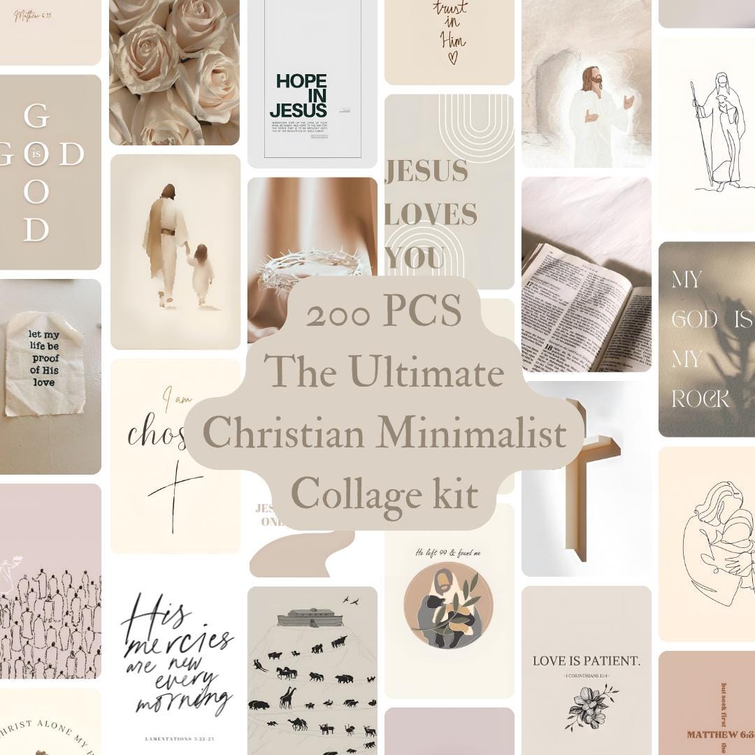Neutral Christian Collage Kit, Bible Verse Decor (digital Download) - Etsy