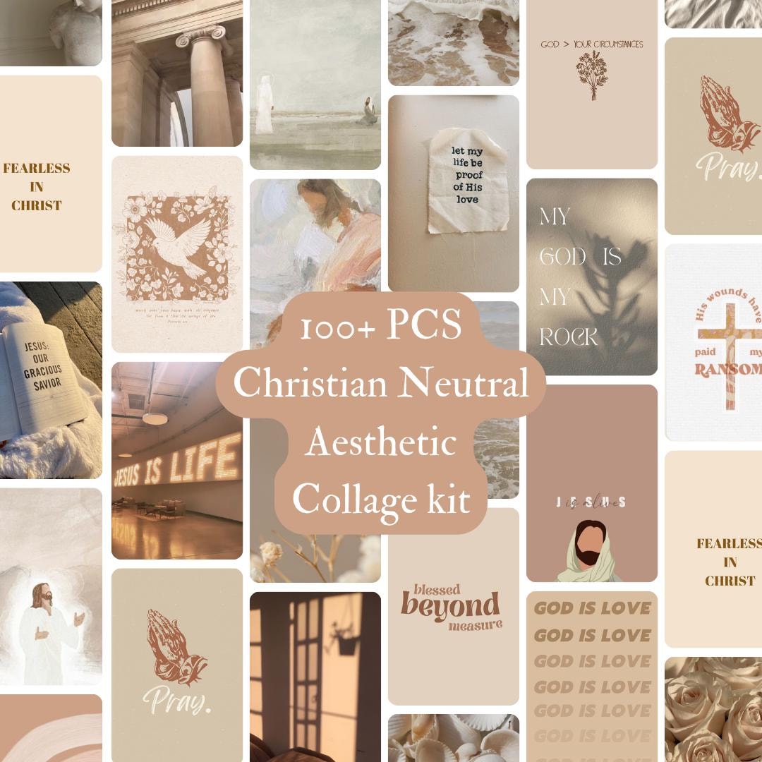 100+ Christian Neutral Collage Kit Inspirational Bible Verses Jesus ...