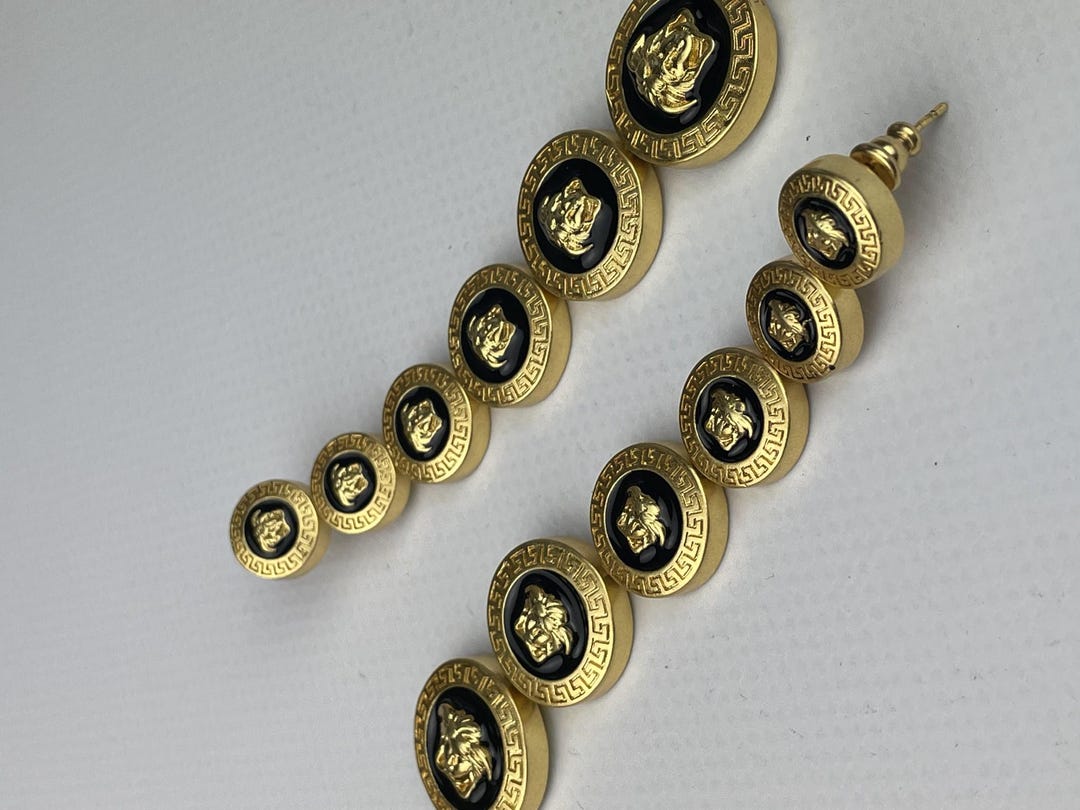 Versace Gold Medusa Shaped Dangle Drop Fashion Earrings - Etsy