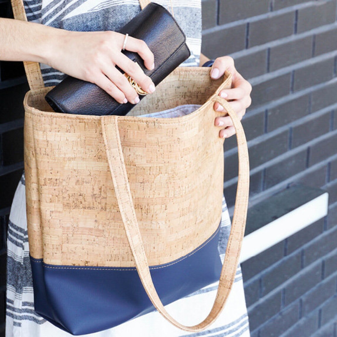 Cork Tote Bag Rustic Cork Faux Leather - Etsy