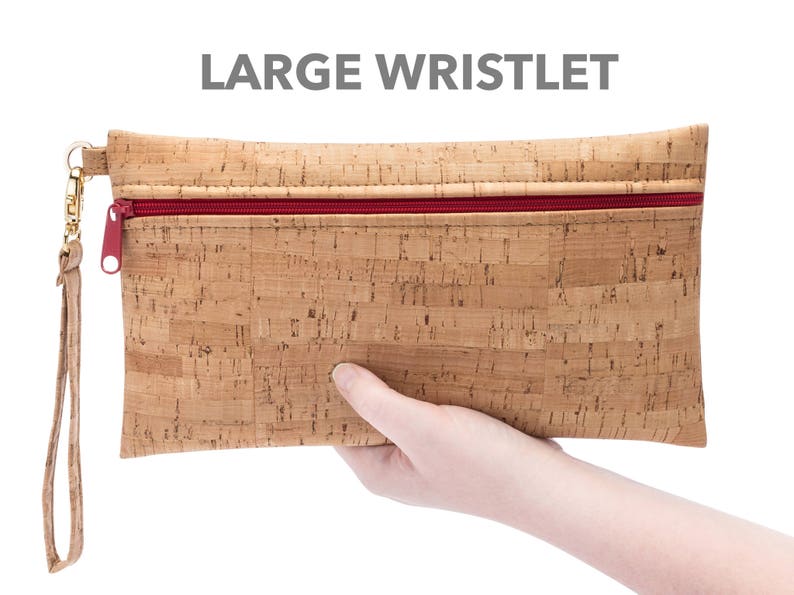 Cork Wristlet Rustic Cork Colored Zipper | Etsy