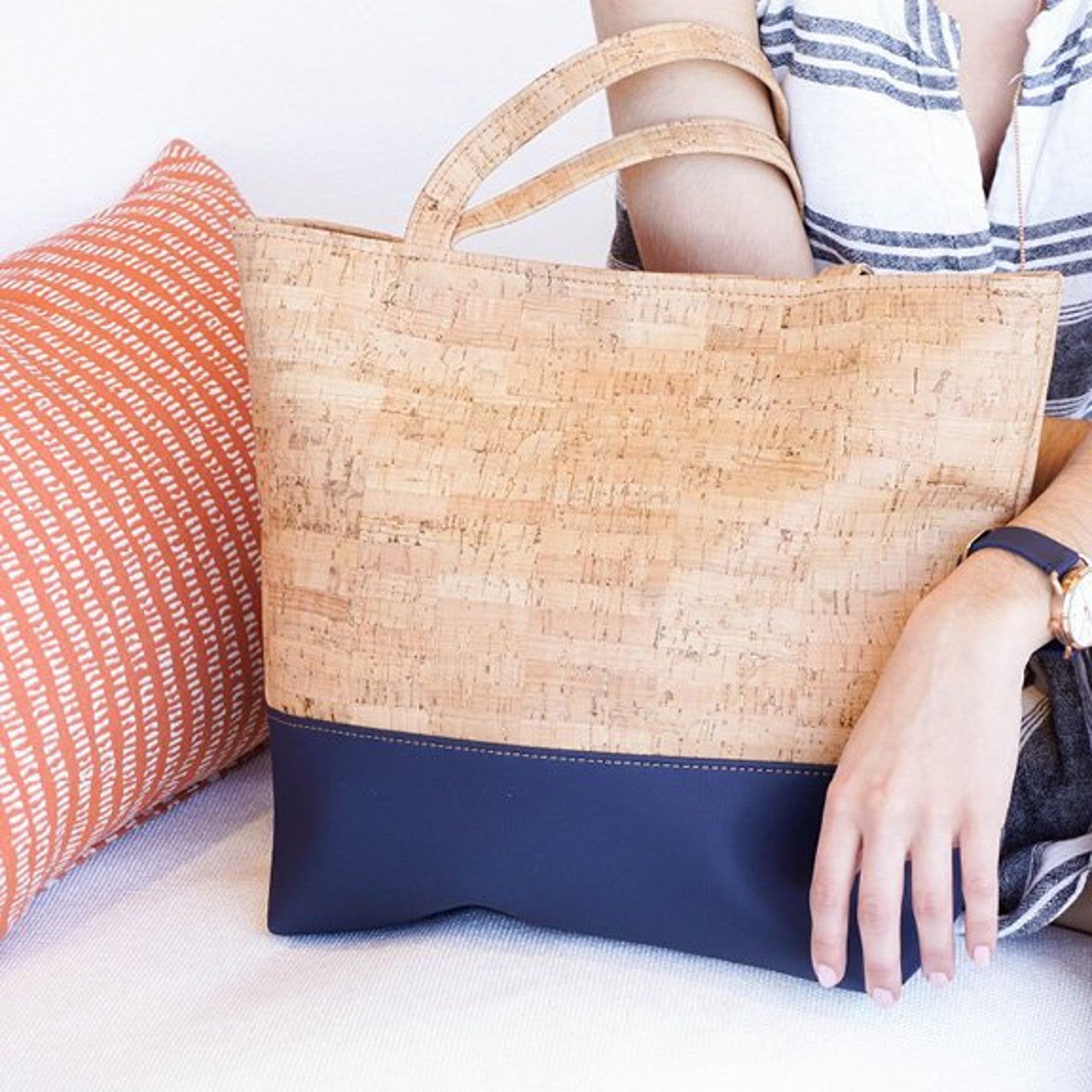 Cork Tote Bag, Rustic Cork Faux Leather - Etsy