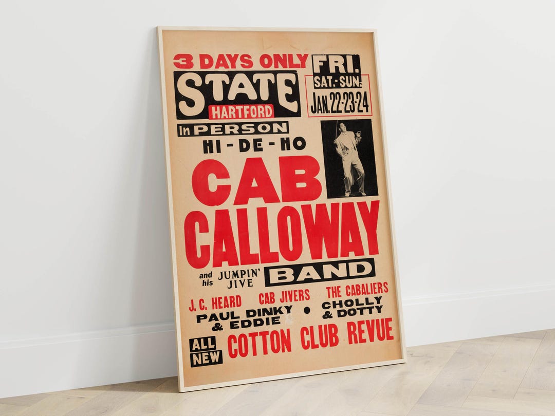 Vintage Jazz Poster, DIGITAL, Cab Calloway 1943 Jumbo Concert, Cotton ...