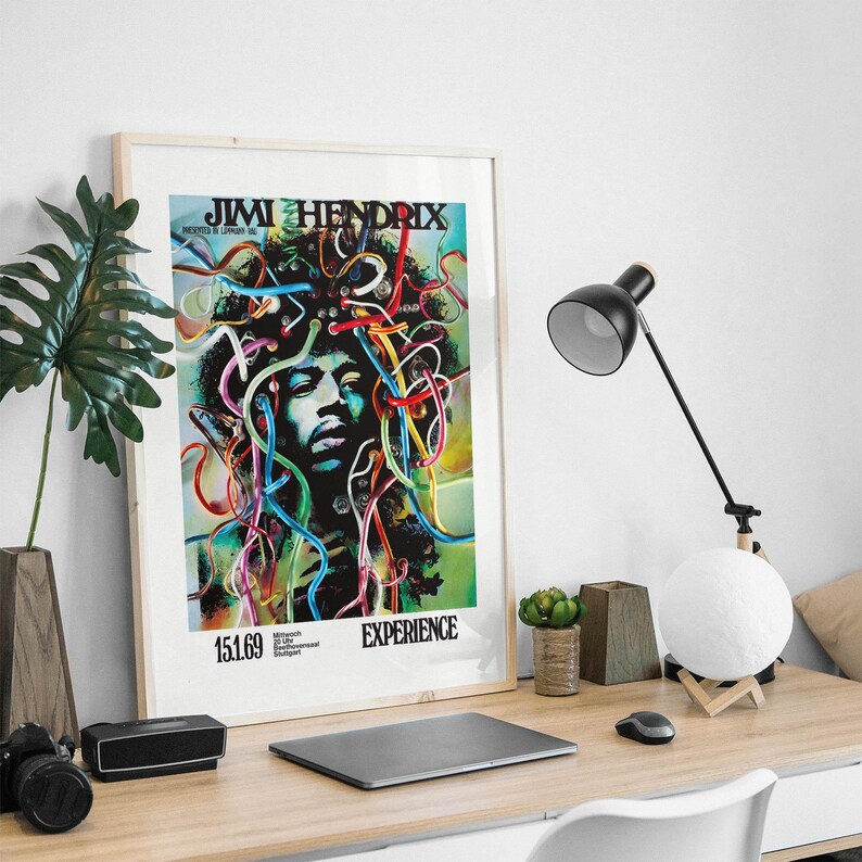Jimi Hendrix Vintage Concert Poster, Wire-hair, DIGITAL Psychedelic ...