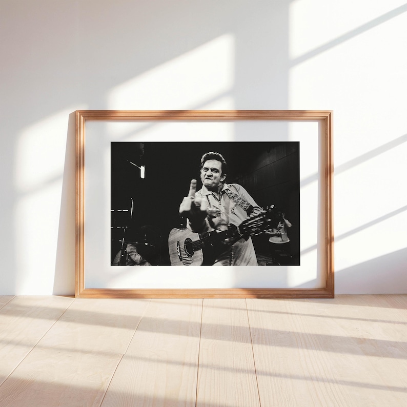 Johnny Cash Middle Finger Photo - DIGITAL - Iconic San Quentin Prison ...