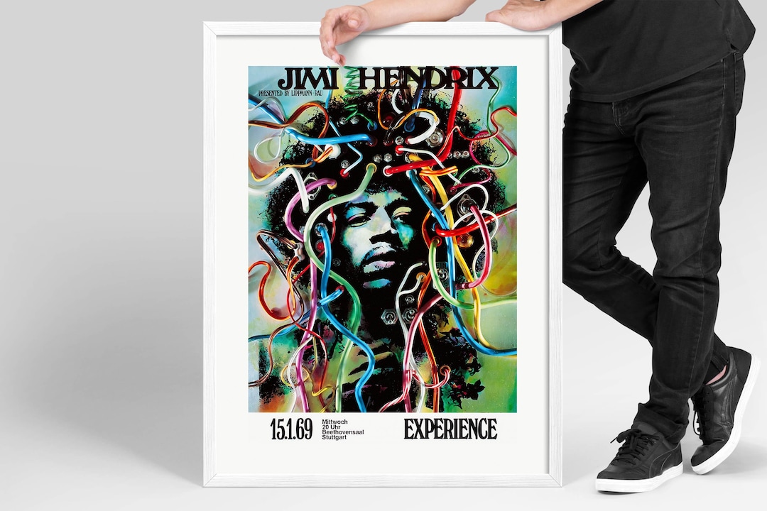 Jimi Hendrix Vintage Concert Poster, Wire-hair, DIGITAL Psychedelic ...