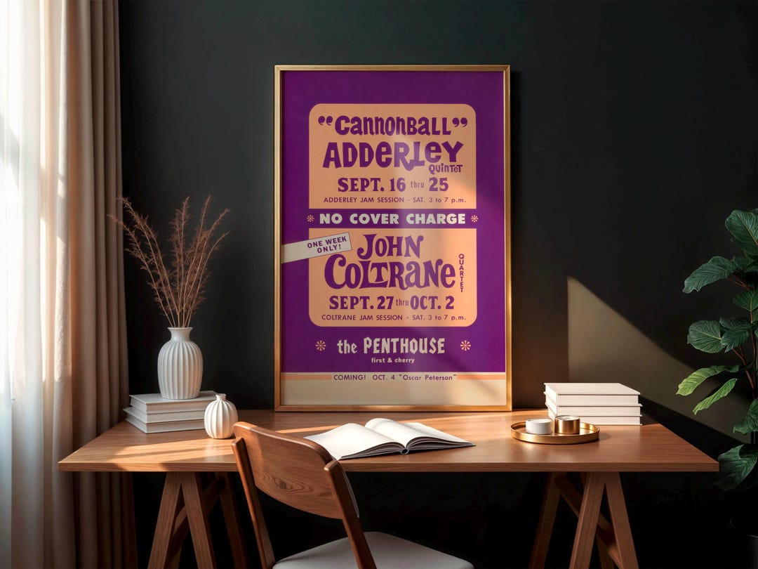 Rare Vintage Jazz Poster, John Coltrane Penthouse Concert 1960, Jazz ...
