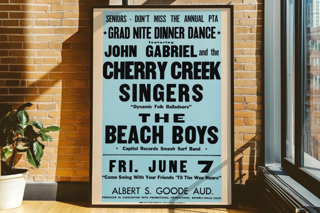 Surf Rock Rare Vintage Poster, 1963 Grad Nite Dinner Dance Concert ...