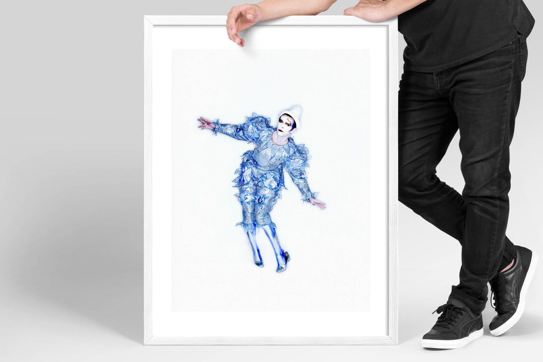 David Bowie Pierrot Poster, DIGITAL, Blue Clown Ashes to Ashes, Scary ...