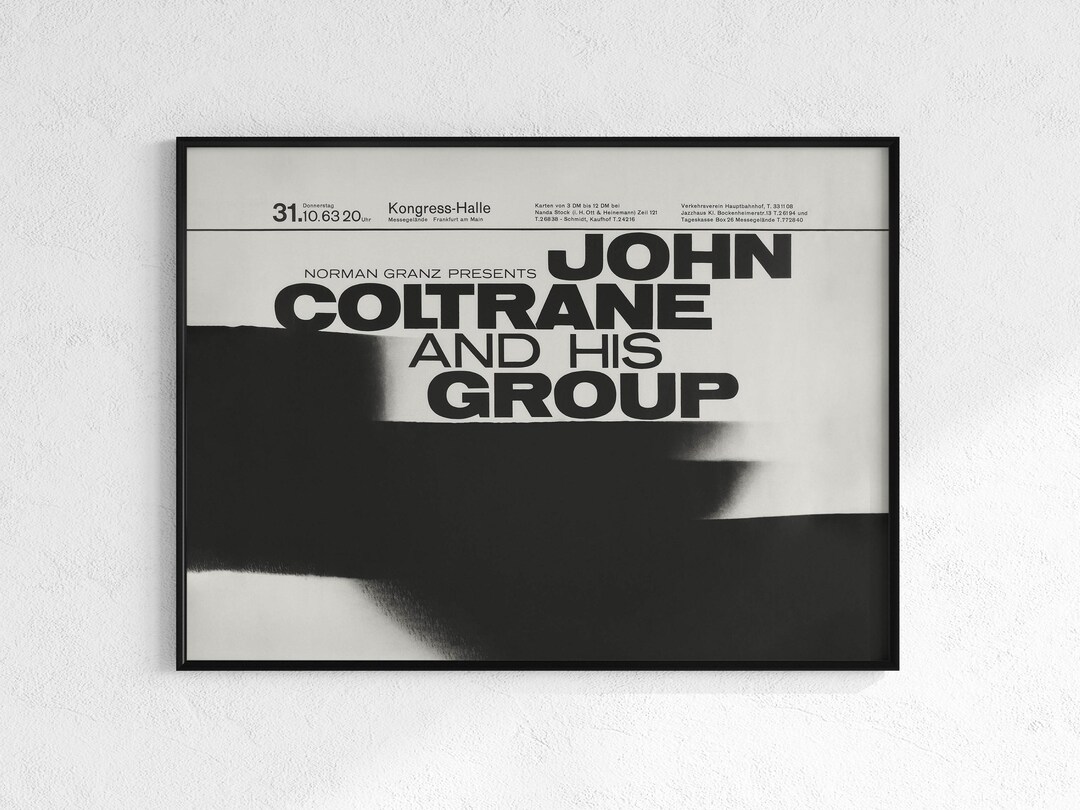 Vintage Jazz Poster, John Coltrane 1963 Frankfurt Germany Concert, Jazz ...