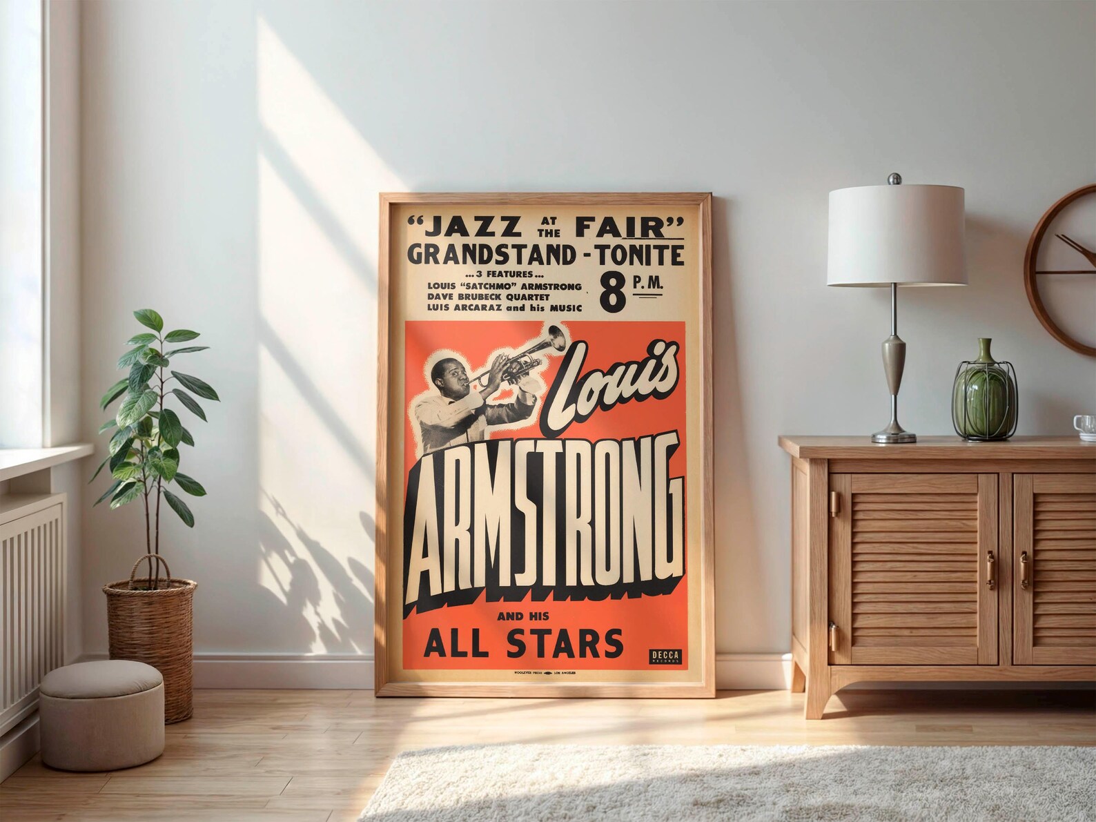 Vintage Jazz Poster, Louis Armstrong & His All-stars 1950's "tonite ...
