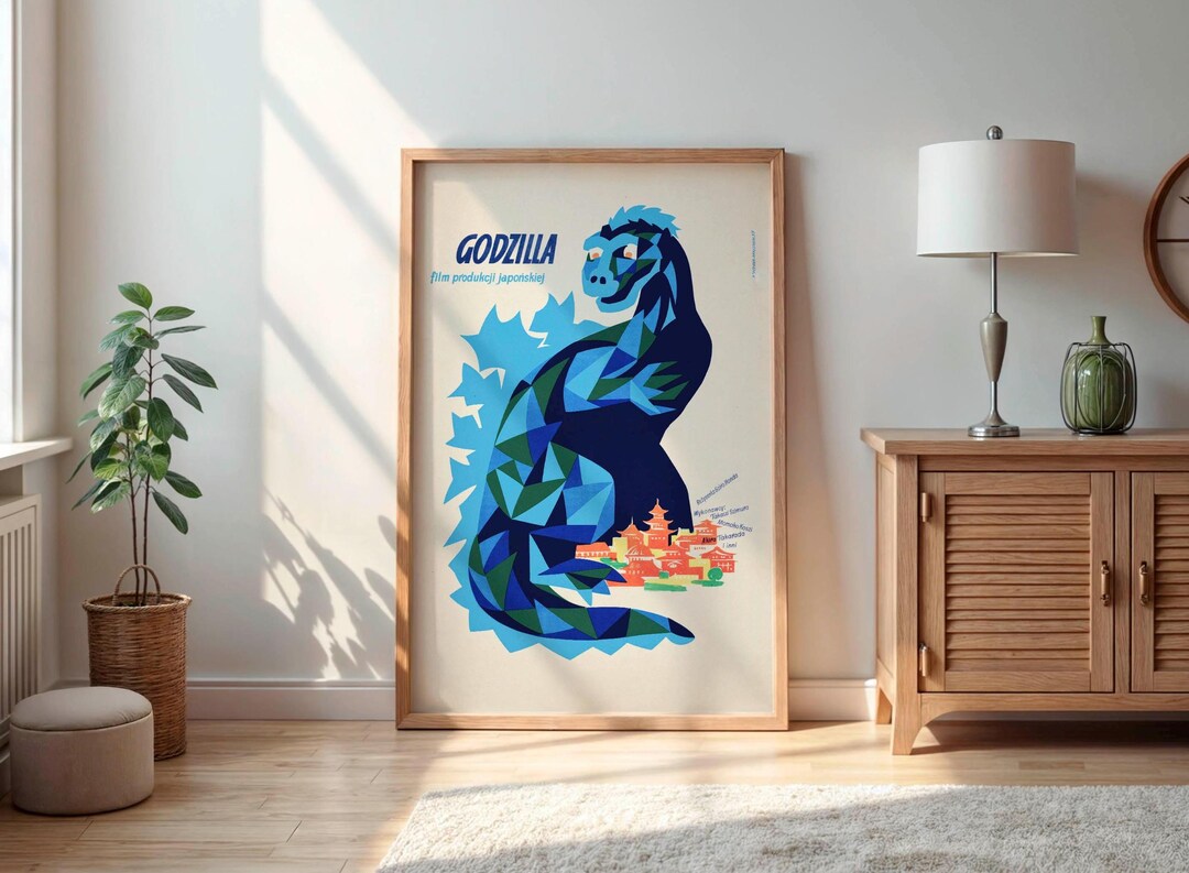 Godzilla Movie 1957, DIGITAL Rare Polish Poster, Vintage Pulp Art Print ...