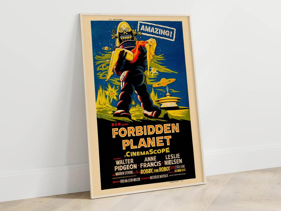 Retro Sci-fi Movie Poster, Forbidden Planet 1956, DIGITAL Vintage Pulp ...