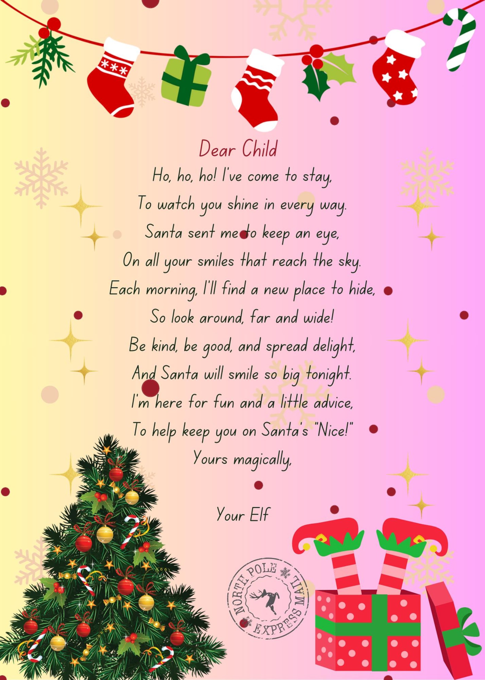 Personalized Elf Arrival Letter Magical Printable Christmas Elf Poem ...