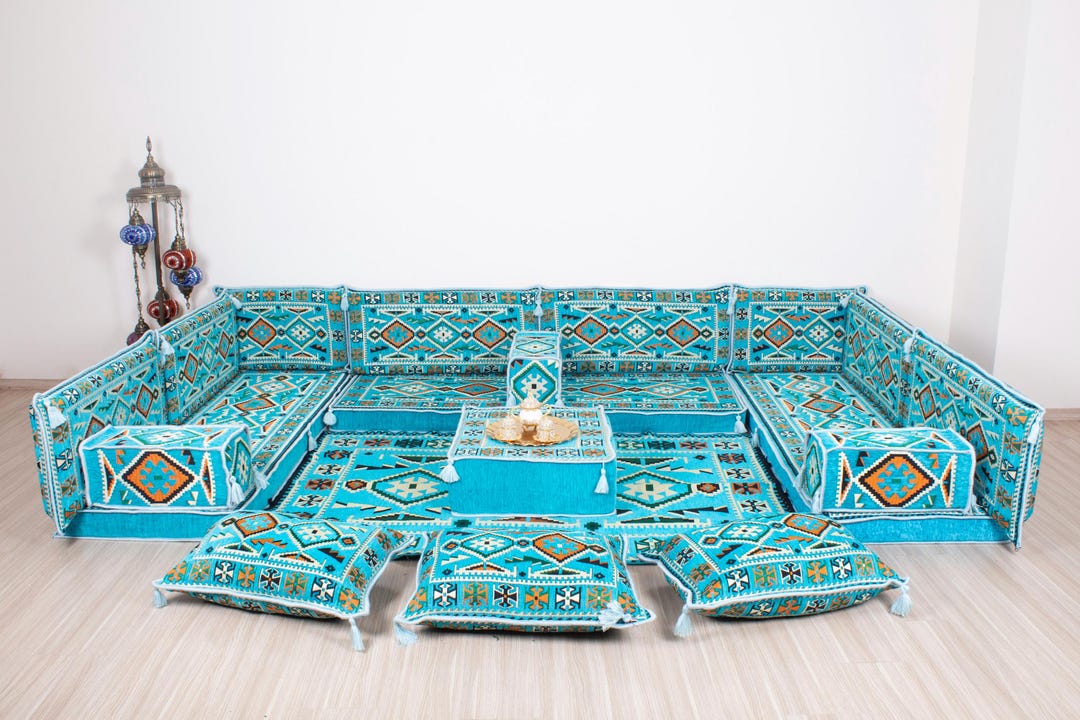 Arabic Floor Sofa Set, Modular Bench Cushion, Traditional Diwan, U ...