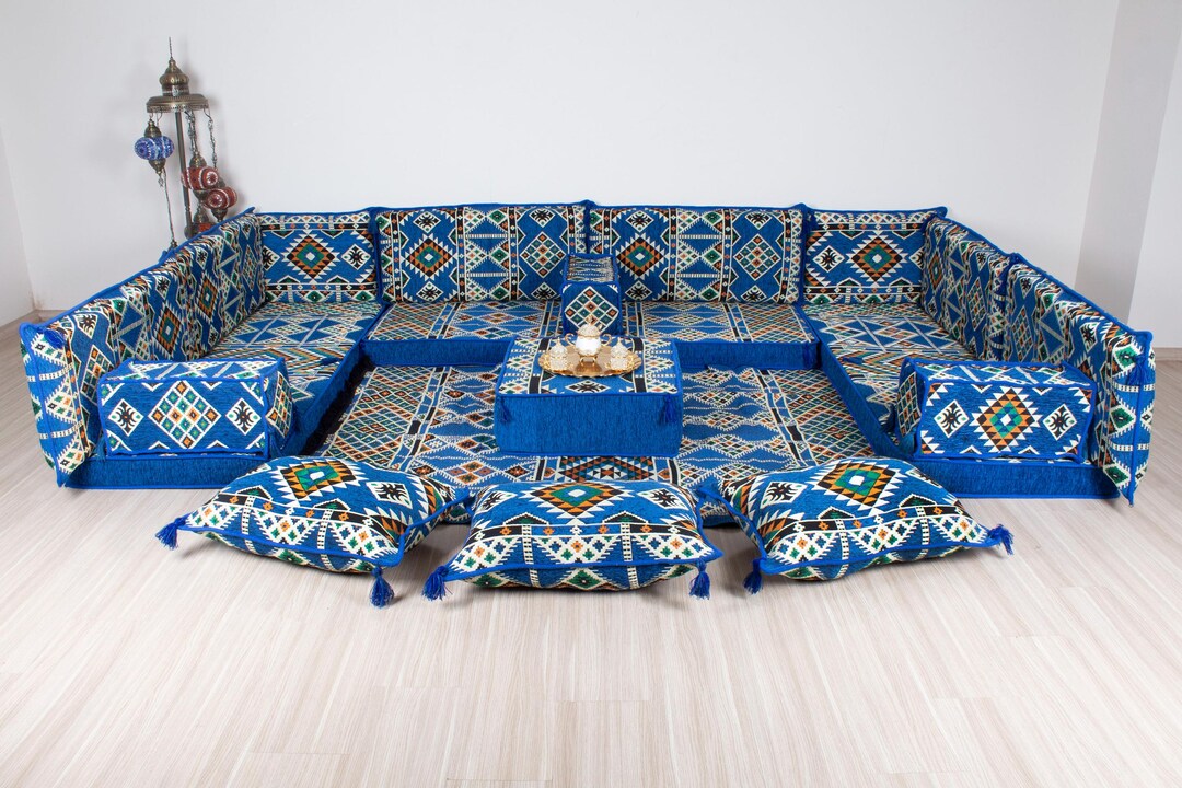 Traditional Diwan Set, Arabic Sofa Set, Modular Bench Cushion, U Shaped ...