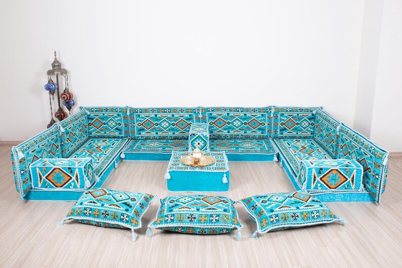Arabic Floor Sofa Set, Modular Bench Cushion, Traditional Diwan, U ...