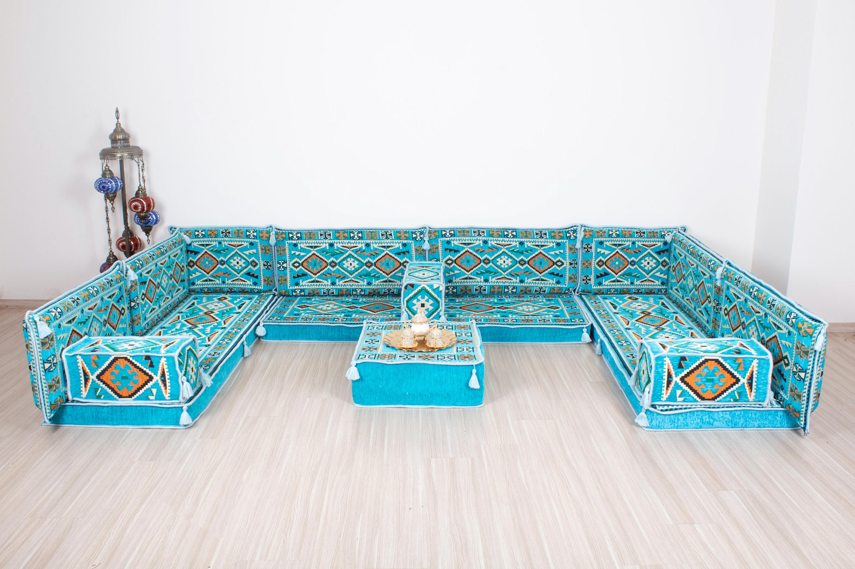 Arabic Floor Sofa Set, Modular Bench Cushion, Traditional Diwan, U ...