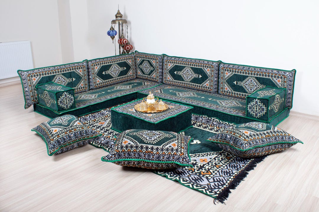L Shaped Arabic Sofa, Modular Bench, Traditional Diwan Set, Outdoor ...