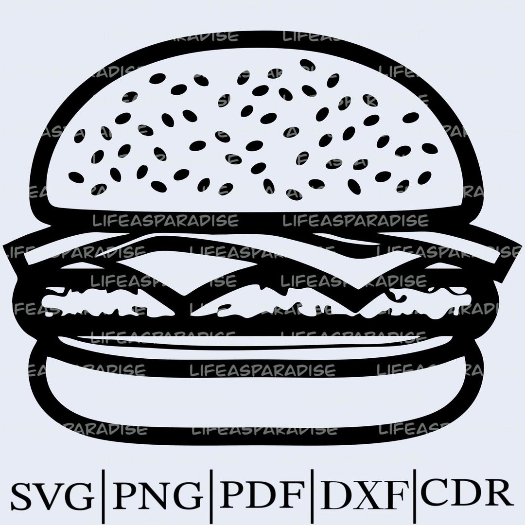 5 Burger Svg, Burger Png, Digital Prints, Svg Files for Cricut, Line ...