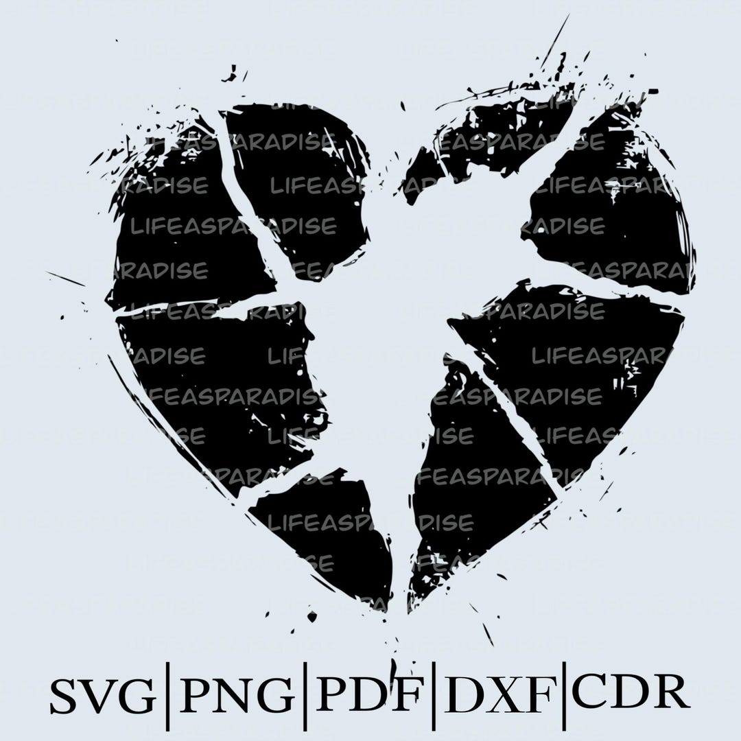 10 Broken Heart Design, Distressed Heart Svg, Heart Breaker Svg, Broken ...
