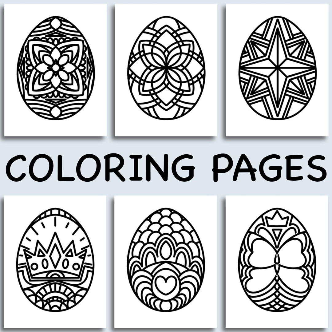6 Easter Eggs Pdf, Coloring Book, Happy Easter Bundle, Happy Easter Svg ...
