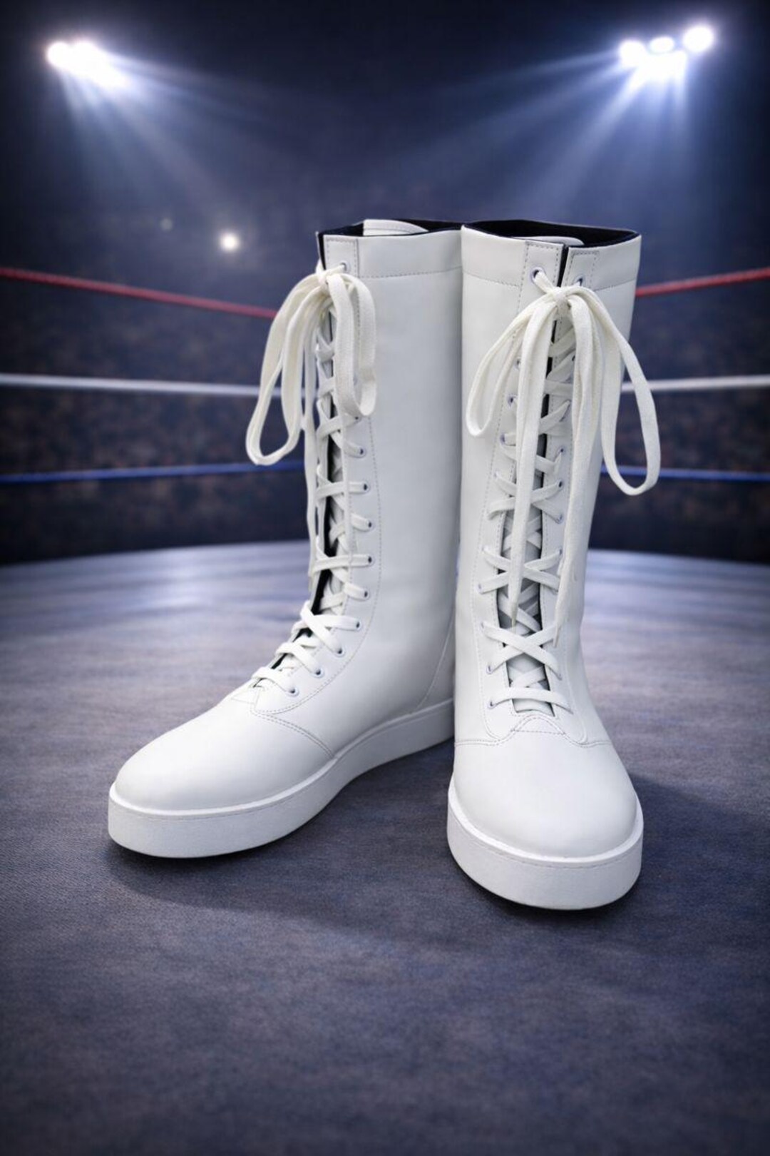White Lace-up Wrestling Boots | Handmade Professional Ring Boots ...