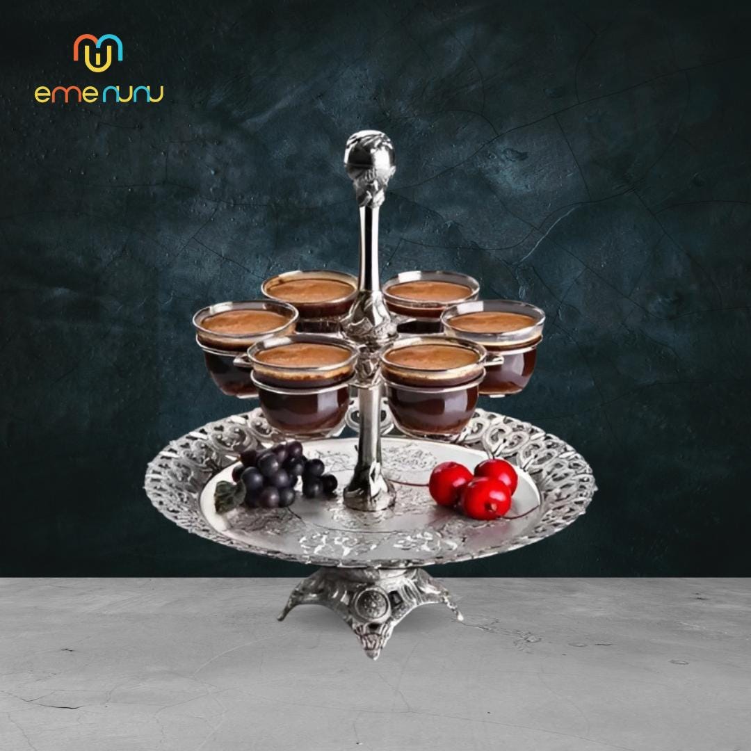Luxury Gold or Silver-plated Mirra Coffee Glass Set With Serving Tray ...