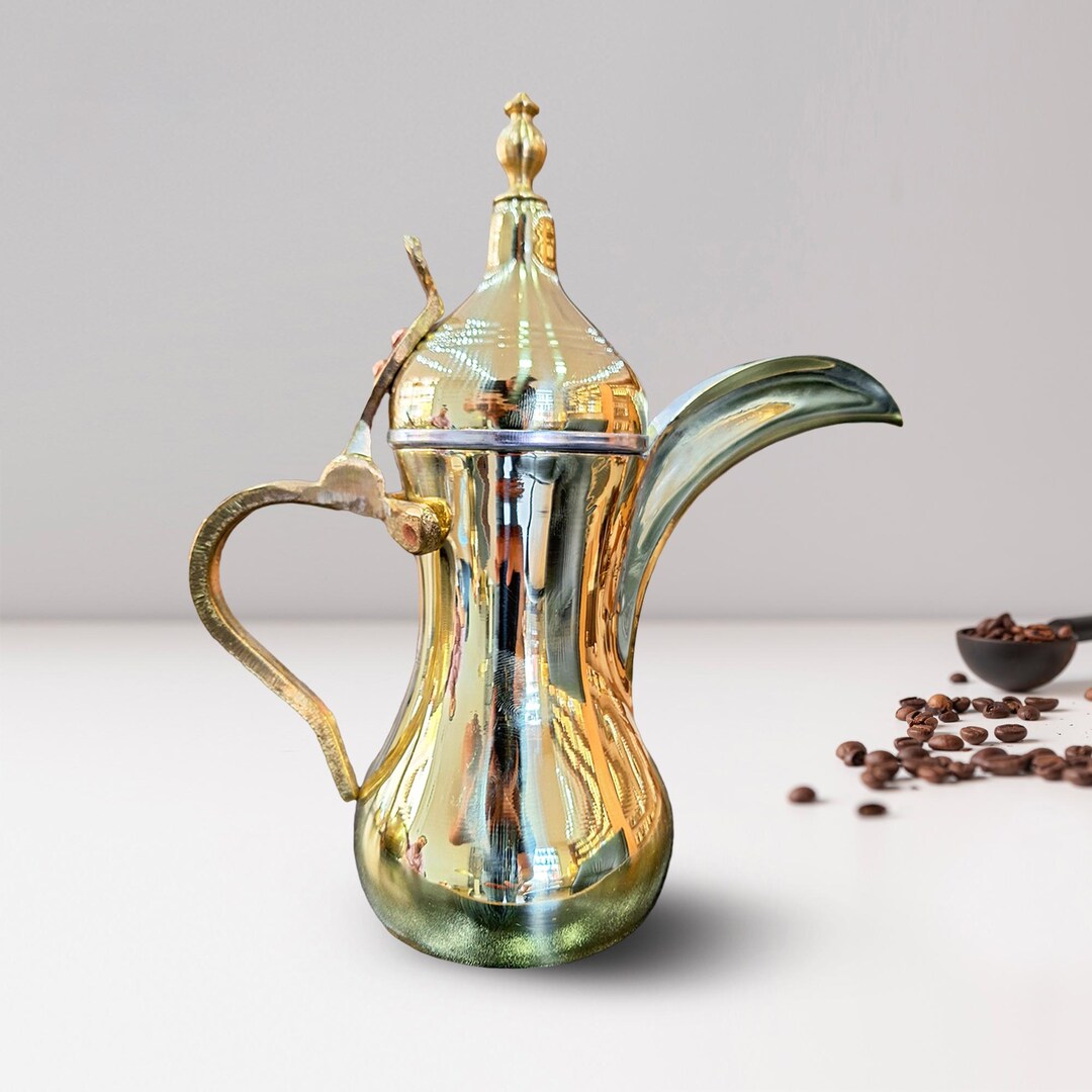 Gold-plated Arabic Coffee Pot – Traditional Dallah With Elegant Design ...