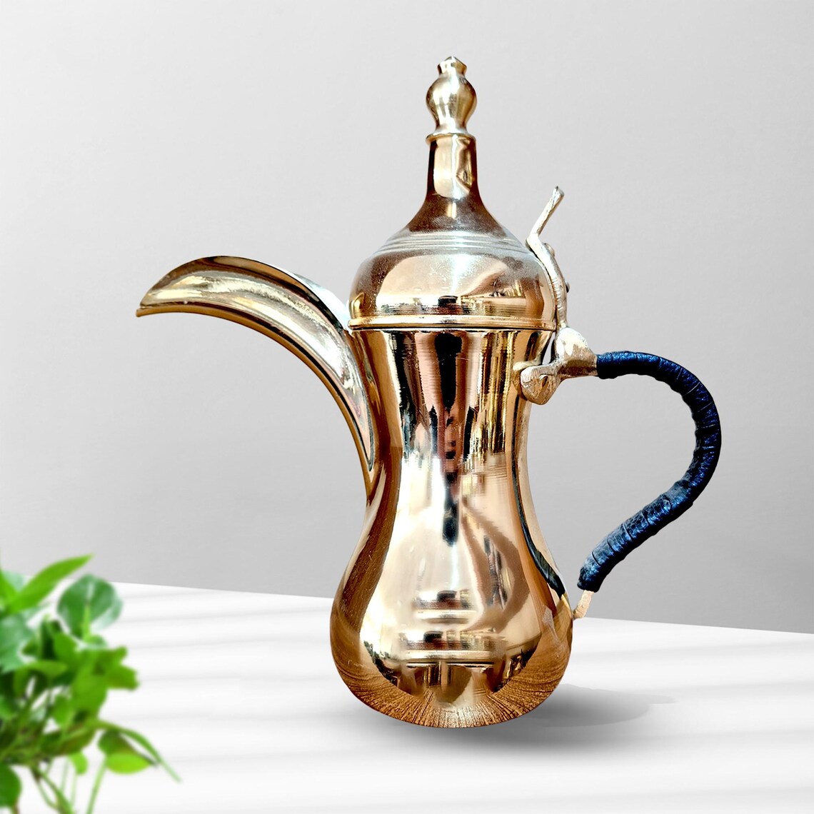 Gold-plated Arabic Coffee Pot – Traditional Dallah With Wrapped Handle ...