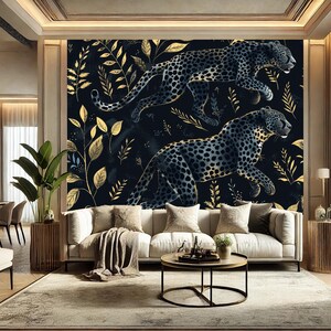 Black and Gold Leopard Pattern for Modern Homes Botanical Wallpaper for ...