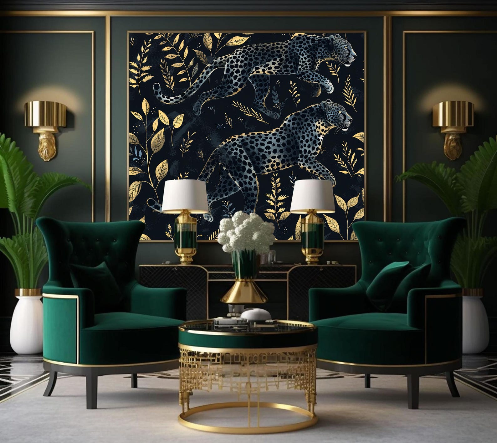 Black and Gold Leopard Pattern for Modern Homes Botanical Wallpaper for ...