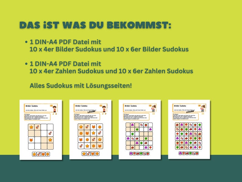 Sudoku Puzzles for Children With Cute Motifs or Numbers | Logic Game ...