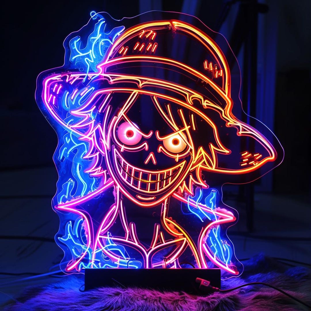 Monkey D. Luffy LED Neon Schild Cartoon Strohhut Luffy LED-Art für ...