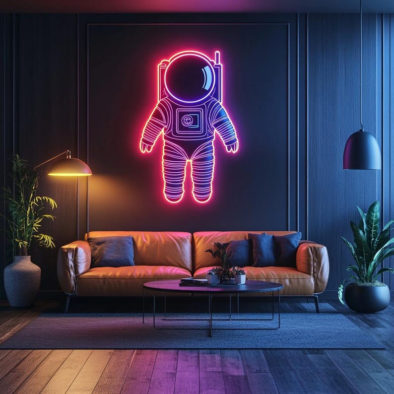 Astronaut LED Neon Sign, Futuristic Space-themed Wall Light for Gamers ...