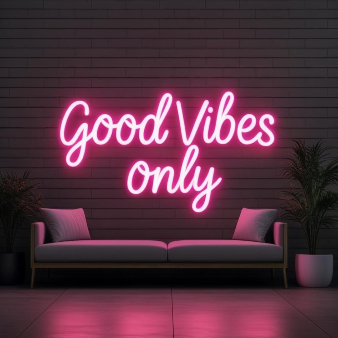 Good Vibes Only LED Neon Sign Aesthetic Wall Decor for Bedroom, Office ...