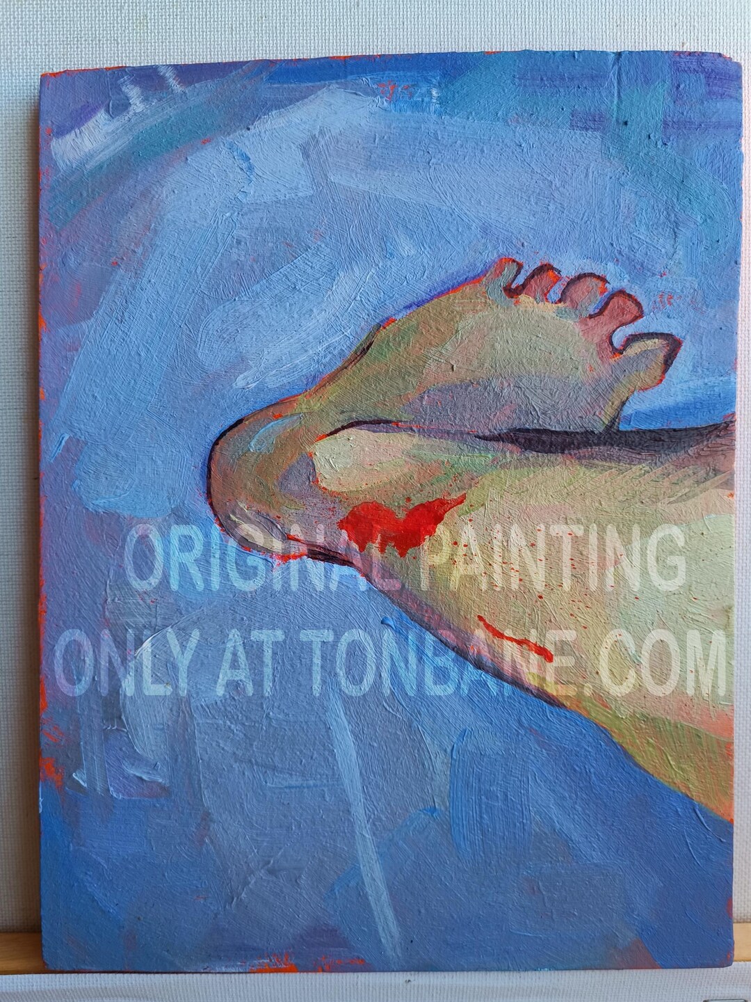 Shaving Mishaps - Original Oil Painting ( Foot Bleeding Blood Shower ...