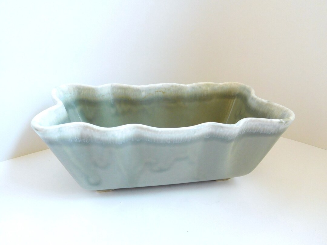 Vintage Mid Century Gray Planter Drip Glaze - Etsy
