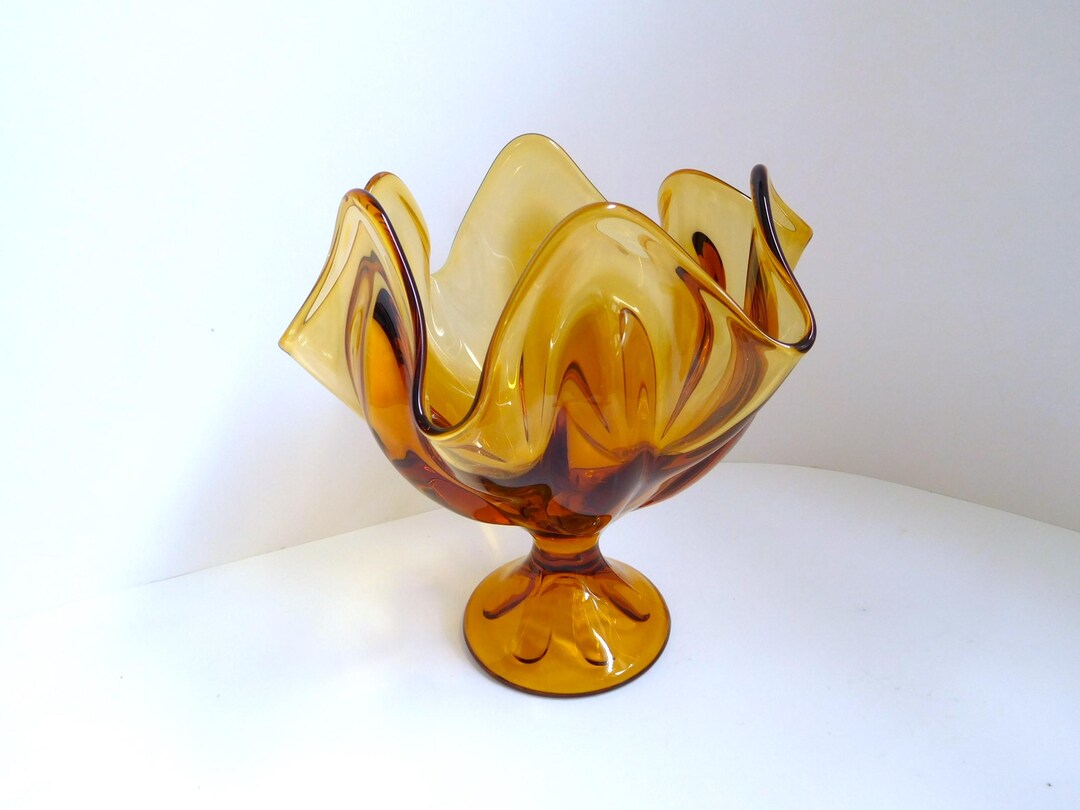 Vintage Viking Glass Pedestal Dish Handkerchief Edge 1960s - Etsy