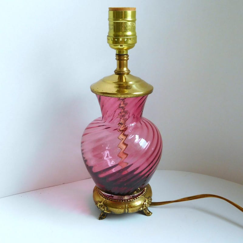 Cranberry Glass Lamp - Etsy