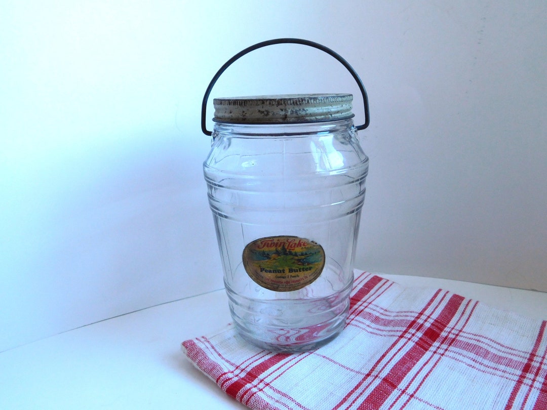 Vintage Glass Peanut Butter Jar With Handle Hard to Find - Etsy
