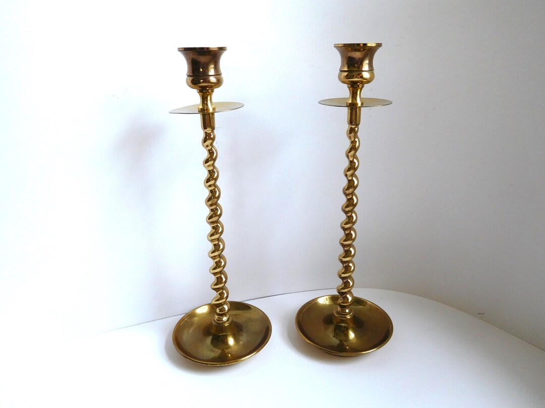 Vintage Brass Twist Candlesticks Baldwin - Etsy