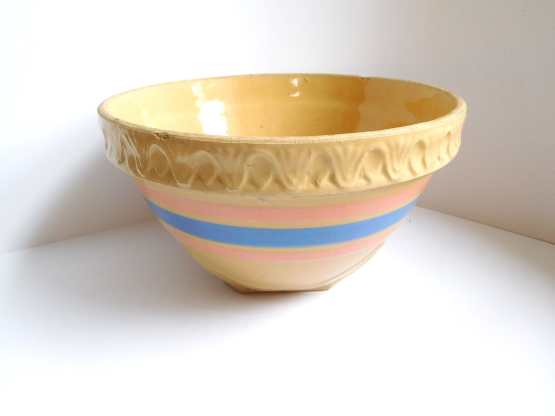 Vintage Striped Mixing Bowl 1930s - Etsy