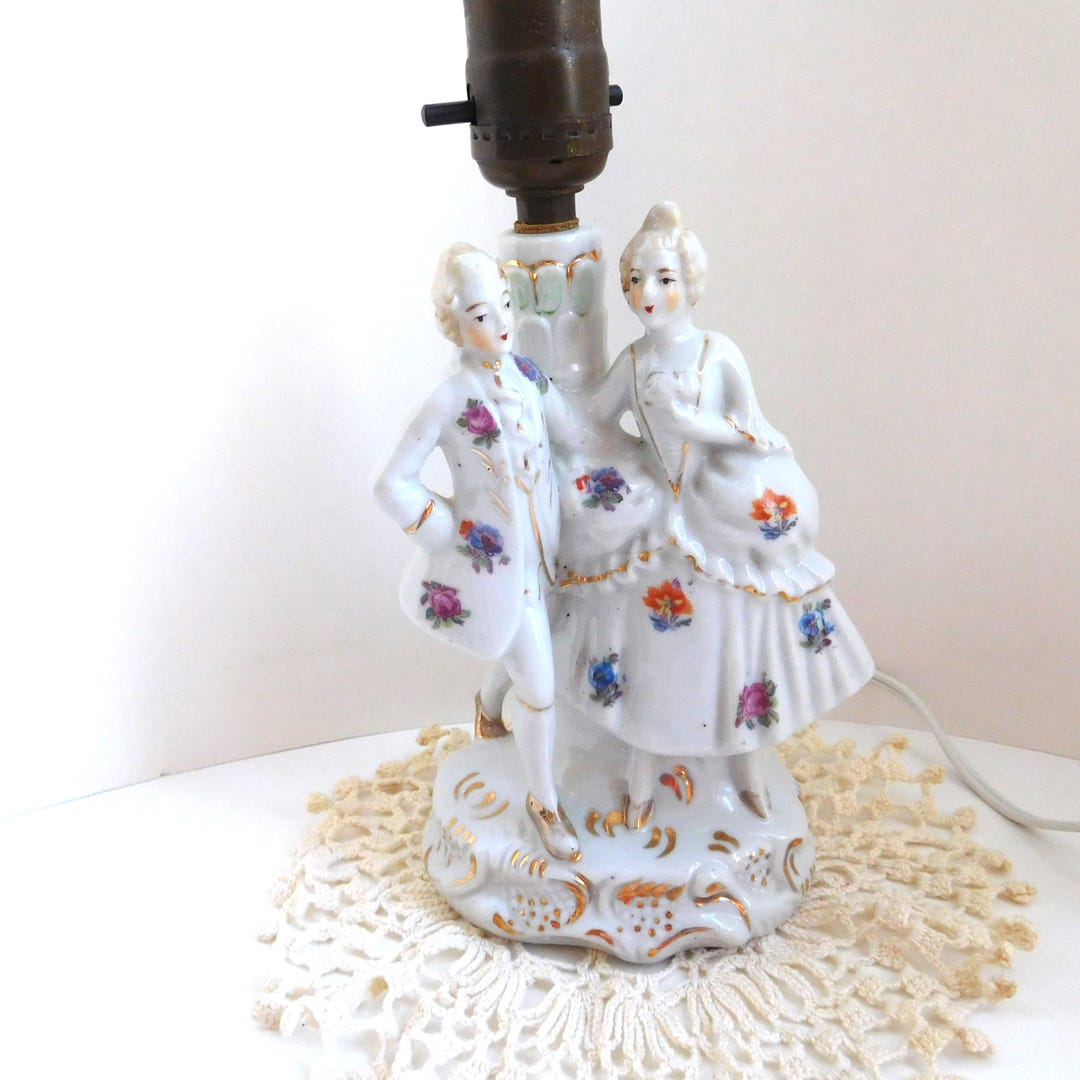 Vintage Staffordshire Style Lord and Lady Small Lamp Porcelain Accent ...